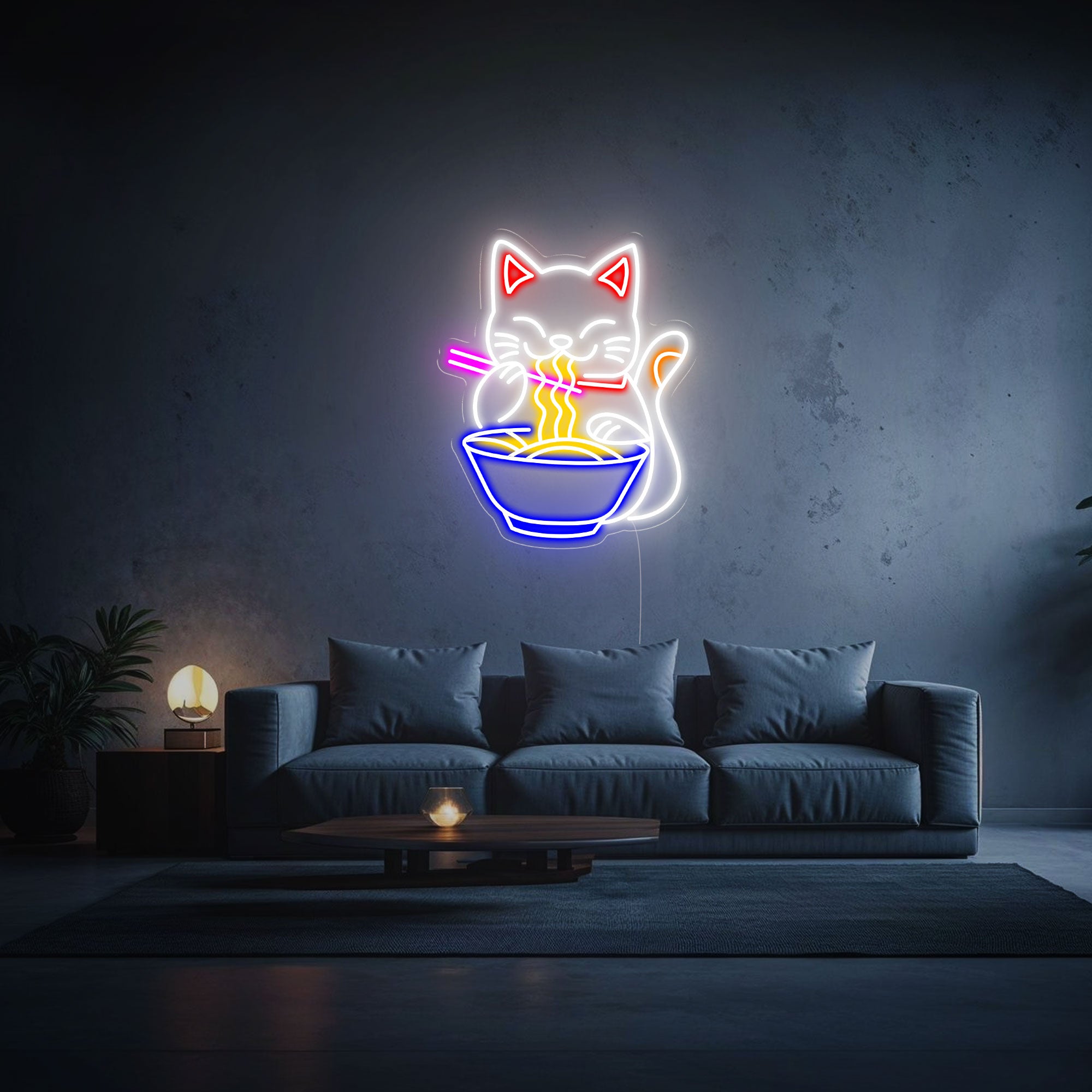 Néon LED Maneki-Neko : Le Chat Porte Bonheur – Néon Déco